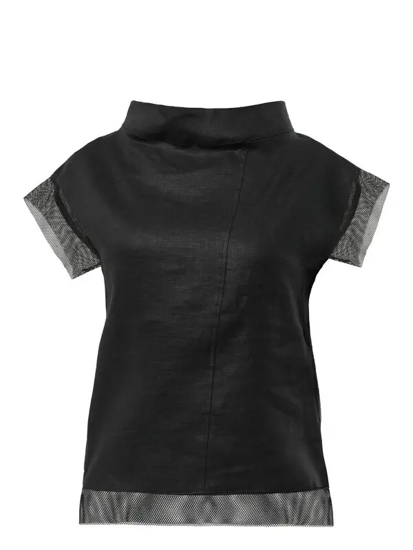 METAMORPHOZA Turtleneck Linen Top - Black