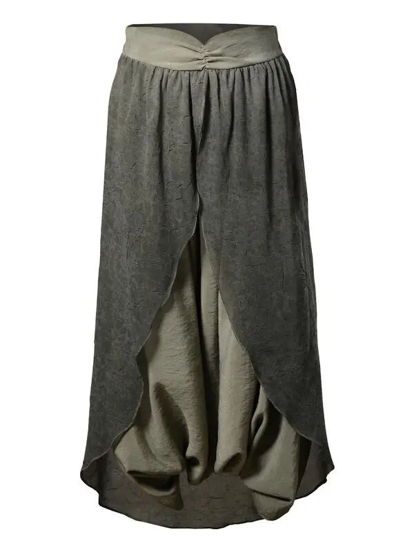 ZHENABIA Gaia Salvar Khaki Boho Harem Skirt Pants - Green