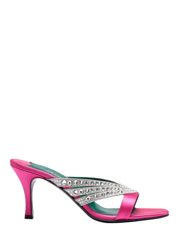 FLORRIE Roro 75mm Crystal And Satin Mule Azalea - Pink