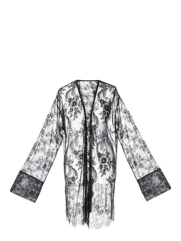 LIA ARAM Blazer With Lace Finishes - Black