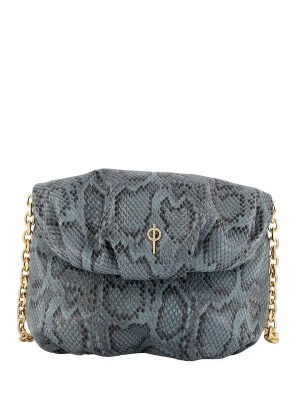 OTRERA Baby Snake Shiny Leda Leather Cossbody - Blue