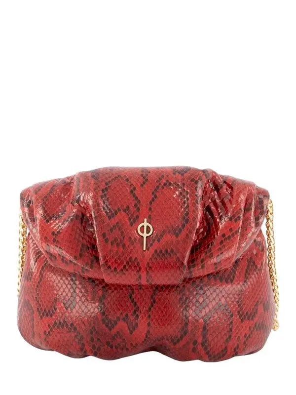 OTRERA Baby Snake Shiny Leda Leather Cossbody - Red