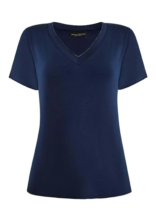 JAMES LAKELAND V-neck Navy T-shirt - Blue