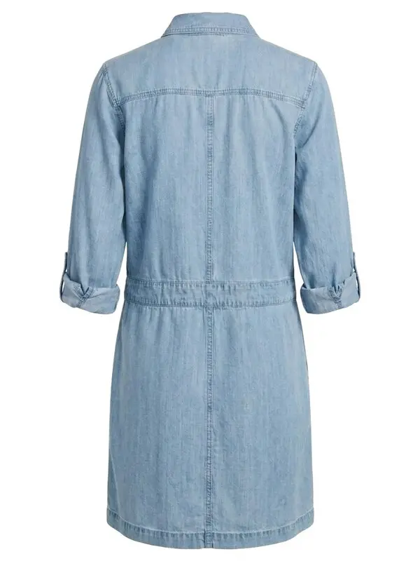 MODENAIRE Denim Mini Dress Structured Button Front - Blue