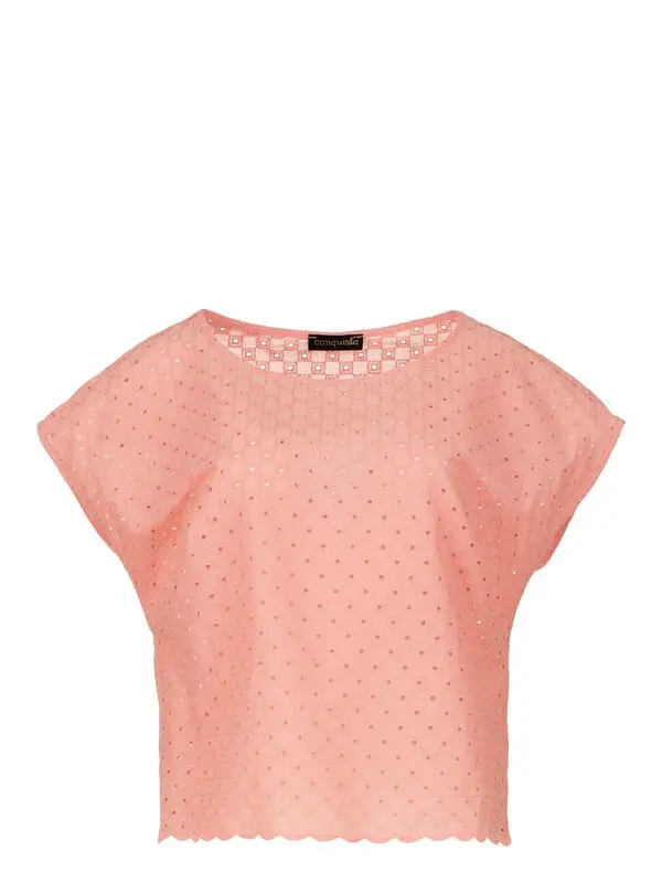 CONQUISTA Coral Sleeveless Embroidered Top - Pink