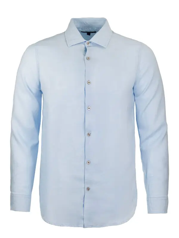 LORDS OF HARLECH Lionel Linen Button Down Shirt Sky - Blue