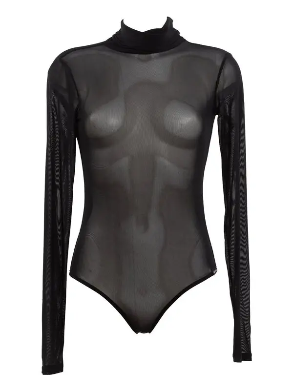 MY MOKONDO Mesh Roll Neck Bodysuit - Black