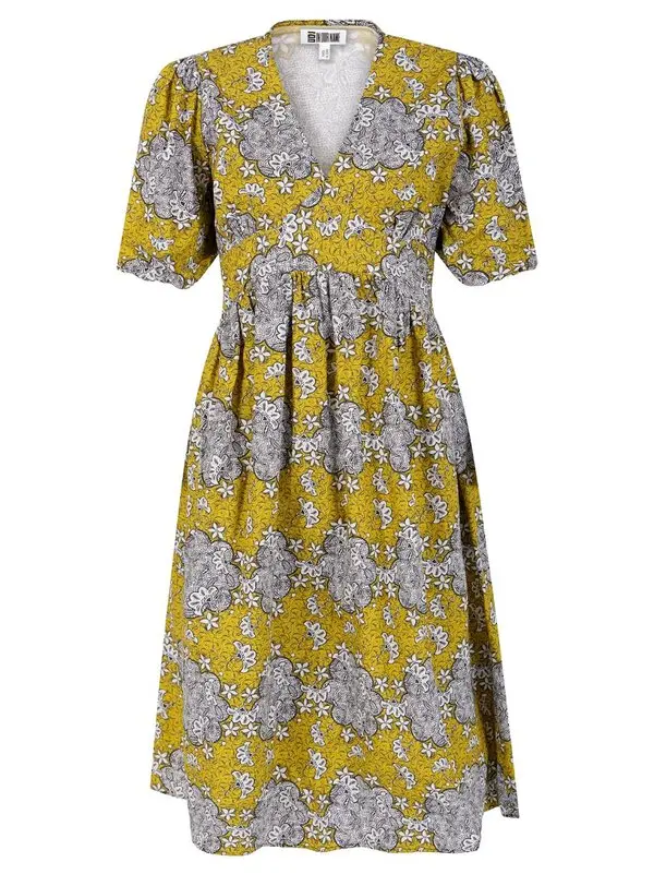 IN OUR NAME Yegura Short Sleeve Printed Midi Dress - Yellow