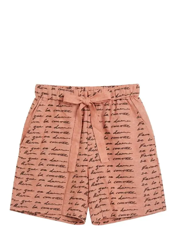 STUDIO AFUERA Barranco Peach Linen Shorts - Orange