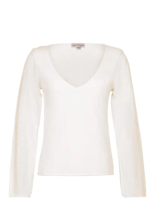 ANSE VICTORIN Odette Silk Cashmere Pullover Cream - White