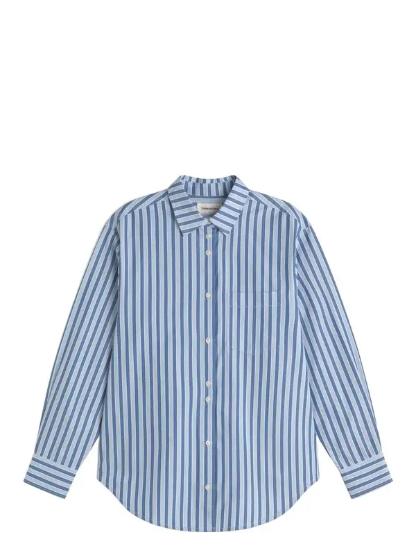 THINKING MU Odelia Oversize Striped Shirt - Blue