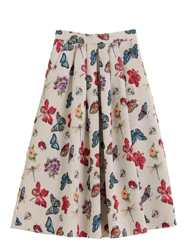 LOUCHE Pasadena Flutter Jacquard Midaxi Skirt - White
