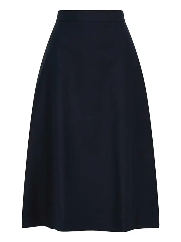 FEMPONIQ Semi Flared Cotton Skirt Navy - Blue