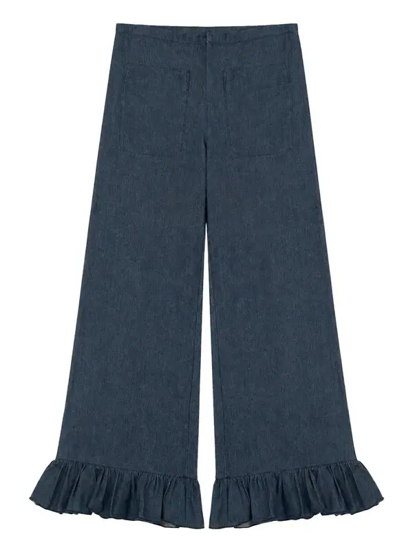 Carmen Says Wide-leg Jeans With Ruffle Hem - Blue