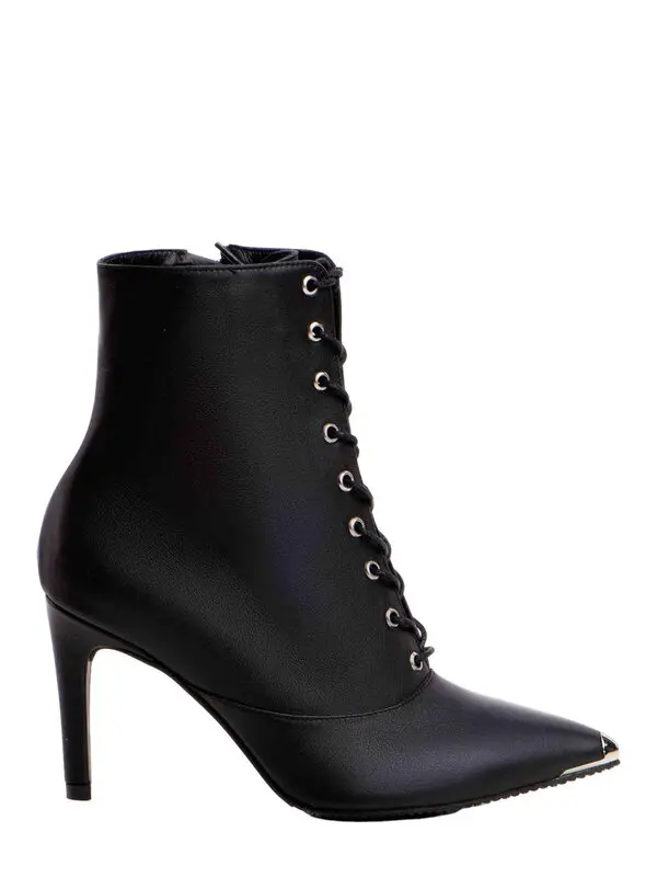 THE 5TH ELEMENT Lace-up Leather Ankle Boots With Metal Toe - Black