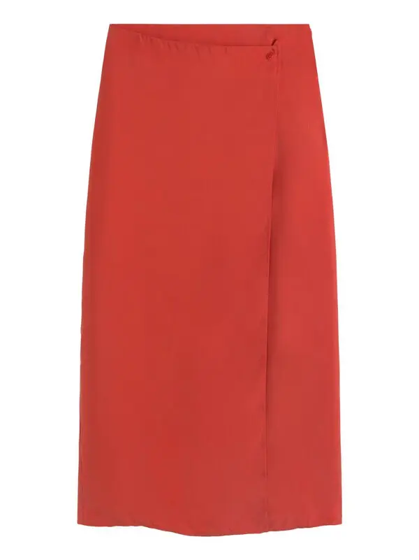 THINKING MU Long Cupro Skirt Selina - Red