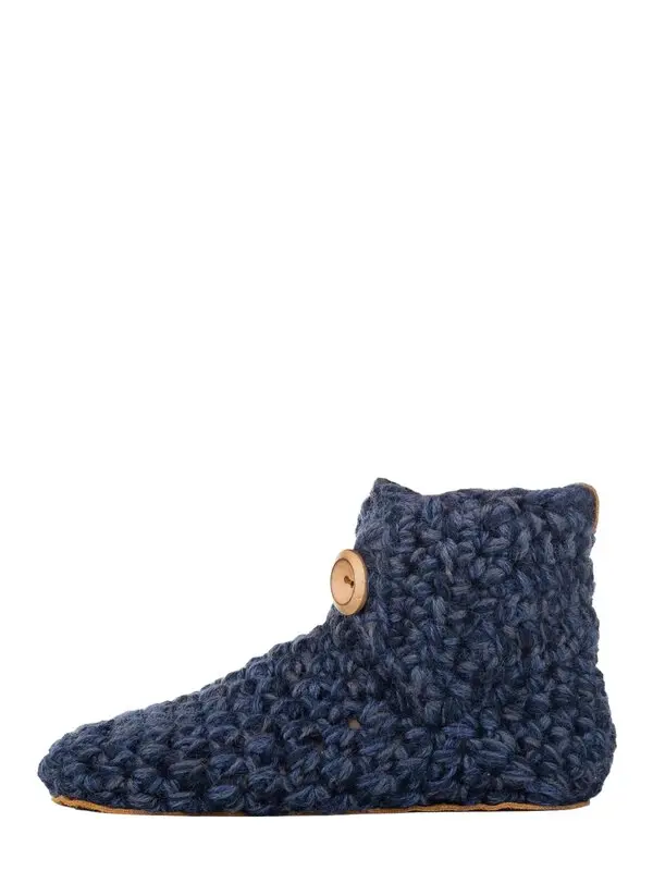 KINGDOM OF WOW Extra Cozy Boot Wool Slippers For & In Midnight - Blue