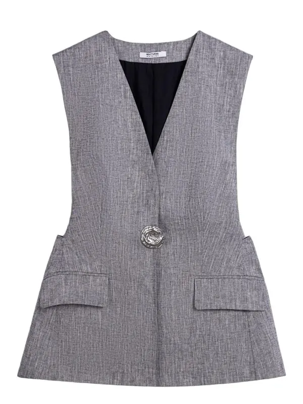 NOCTURNE Tailored Button-front Vest - Grey