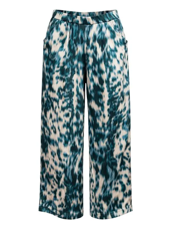 OH!ZUZA NIGHT&DAY Neutrals Echo Wide-leg Viscose Satin Trousers – Print - Blue