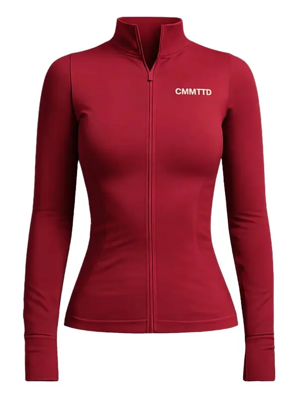 CMMTTD Seamless Sculpt Zip-up Jacket Burgundy - Red