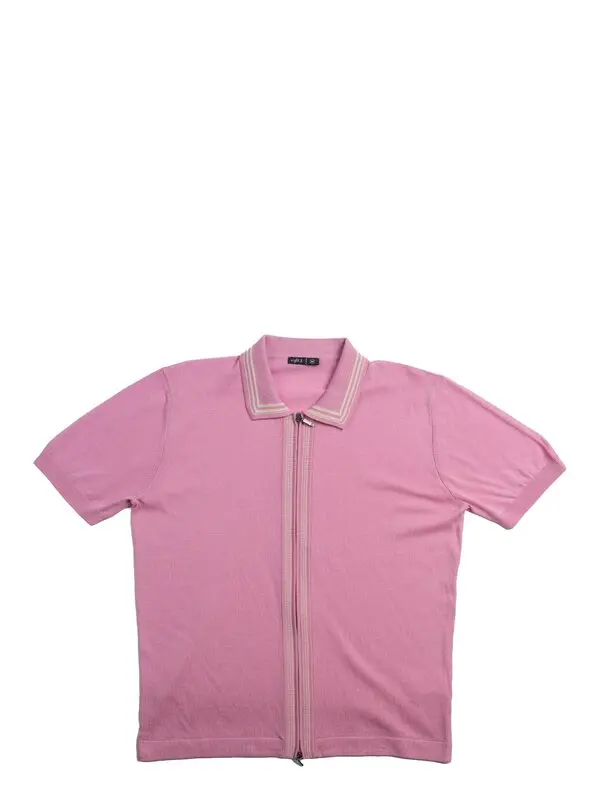 EIGHT X Contour Short Sleeve Zip Knit Shirt - Pink