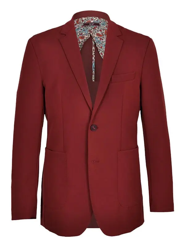 DAVID WEJ Ashford Relaxed Single Breasted Blazer – Burgundy - Red