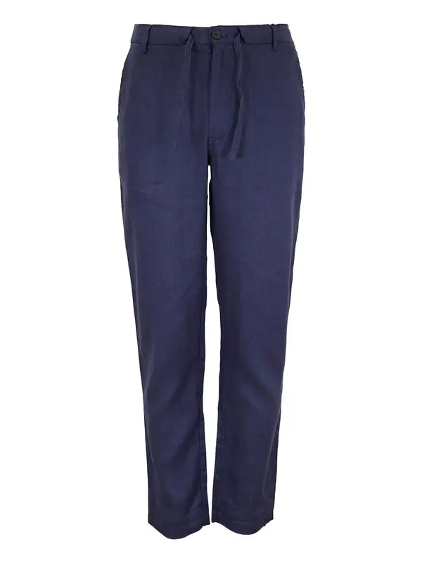 LORDS OF HARLECH Devon Linen Pant Navy - Blue