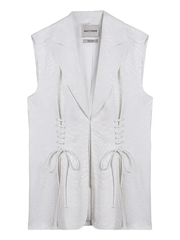 NOCTURNE Lace-up Waist Tailored Vest - White