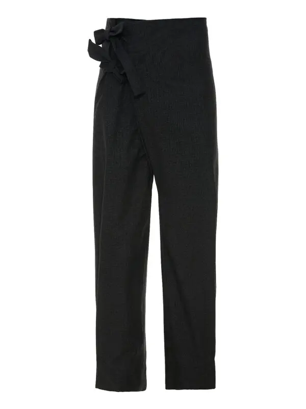 MOE Black Checkered Wool Pants - Grey
