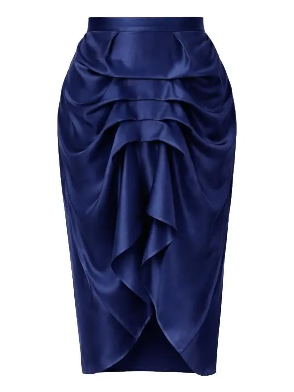 LUMINA ELIGMA The Vanguard Skirt Silk Midnight Navy - Blue