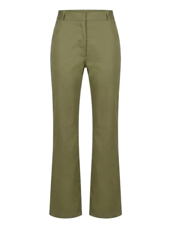 GUILLAUME ALEXANDRE Tulips Embroidered High Waisted Pants - Green
