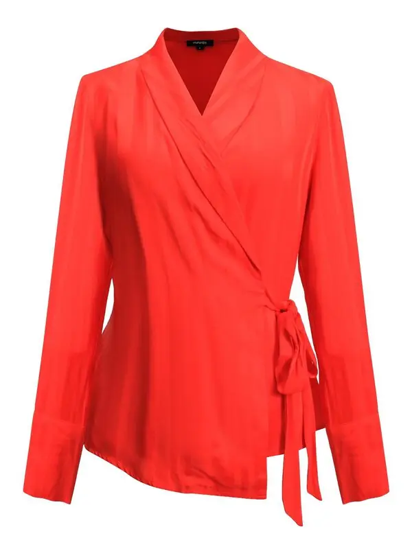 SMART AND JOY Warp Long Sleeves Blouse - Red