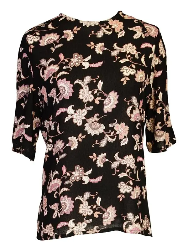 JENNAFER GRACE Black / Pink Mareesa Top In Paisley Blooms - Black/pink