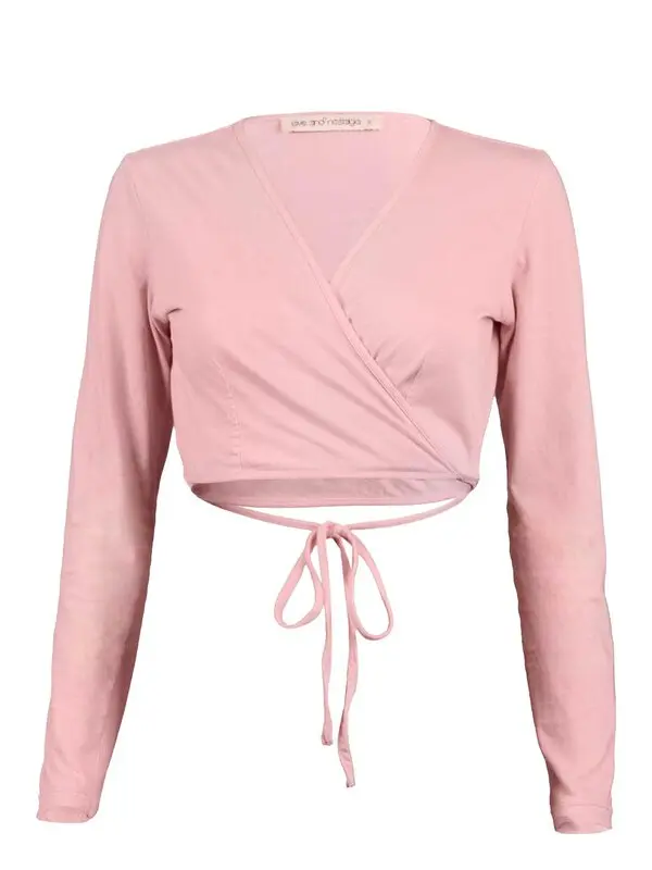 LOVE AND NOSTALGIA Cross Your Heart Wrap Top Blush - Pink