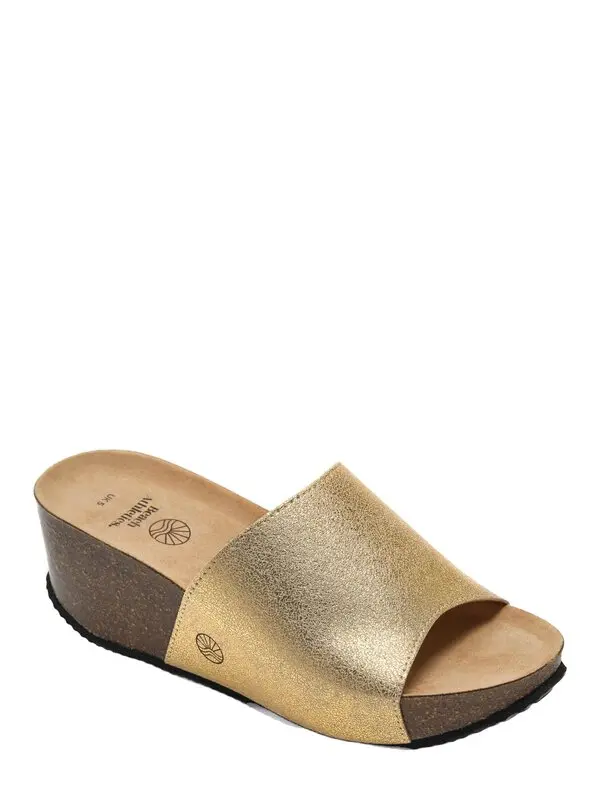 BEDROOM ATHLETICS Inoro Vegan Wedge Metallic Slider Metallic - Gold