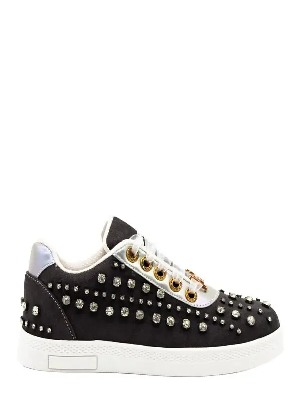 RETTROSE Charlie Luxury Slate Suede Handmade Embellished Tennis Shoe - Grey