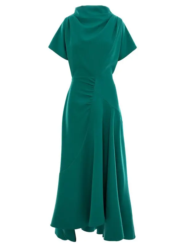 CONCEPT A TROIS Dress With Front Drape And Collar - Green
