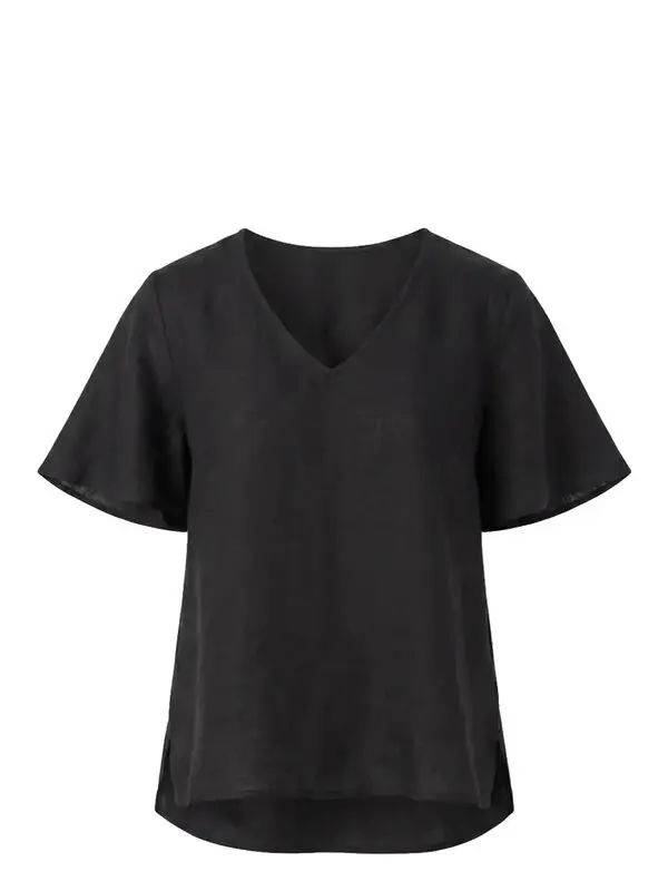 Adrift Clothing Tamara Flutter Sleeve Linen Top - Black