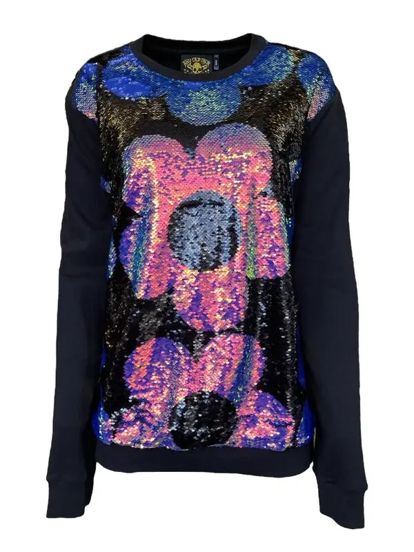 ANY OLD IRON Iridescent Right Quant Reversible Sequin Sweatshirt - Black