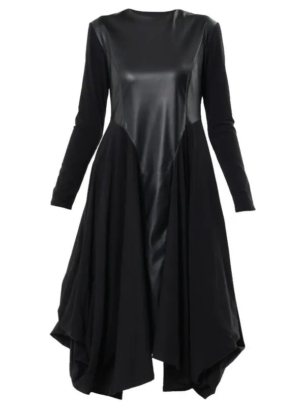 METAMORPHOZA Midi Dress With Leather Detail - Black