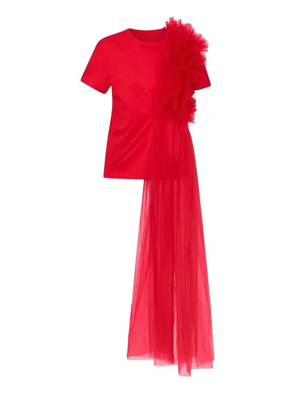 LIA ARAM Laye Tulle Tee - Red