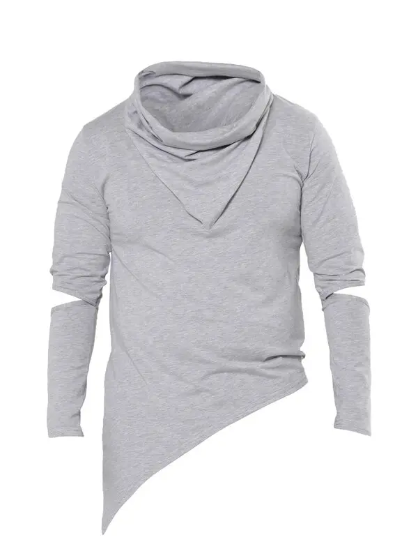 METAMORPHOZA Grey / Black ’s Scarf Neck Top With Sleeve Cutouts In Gray - Grey/black