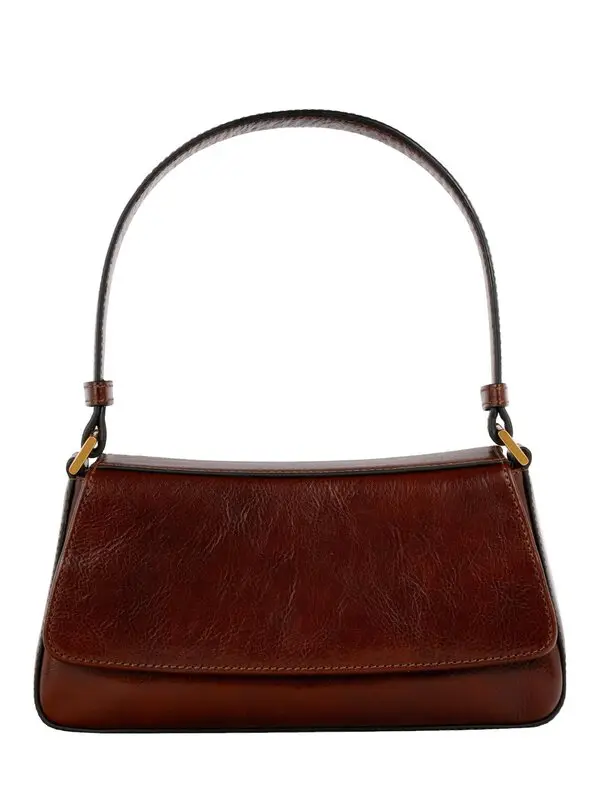 TIME RESISTANCE Leather Baguette Handbag Bright Lights, Big City - Brown