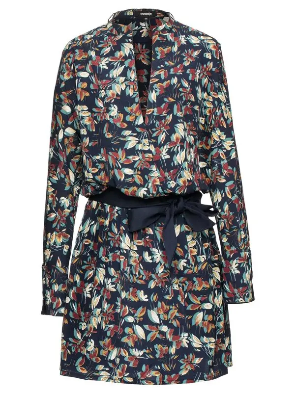 SMART AND JOY Leaves Print Tunic Dress - Blue