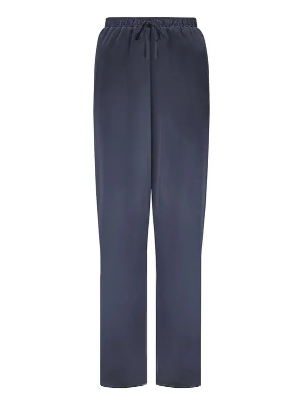 THE SUMMER EDIT Grace Silk Trouser Navy - Blue