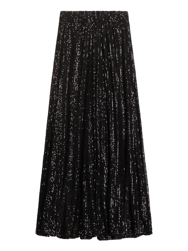 TANTRA SPAIN SL Straight Sequinned Trousers With Elastic Waistband And Lining - Black