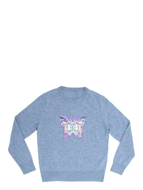 LILIA MUNN Limited Edition Butterfly Cashmere Sweater - Grey
