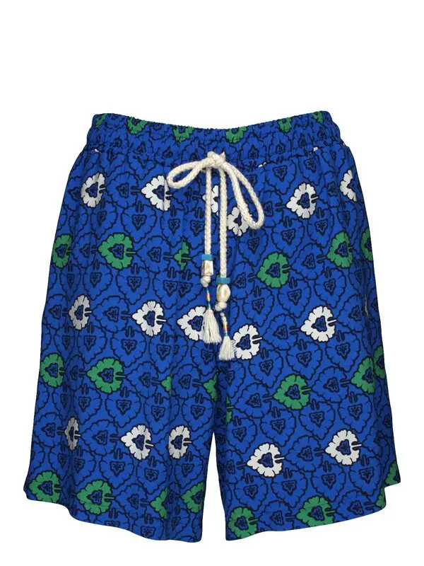 LALIPOP DESIGN Abstract Print Viscose Short - Blue