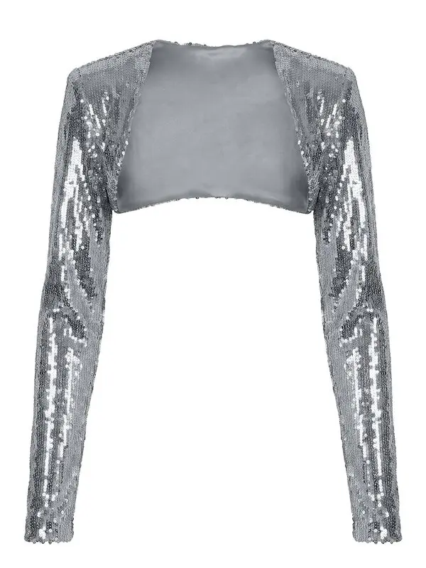 MODA GLAM Cyrene Sequin Bolero Jacket - Silver