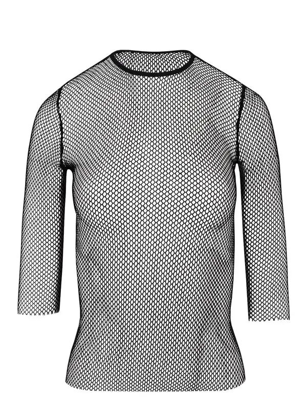 OH!ZUZA NIGHT&DAY Mesh Midi Sleeve Top - Black